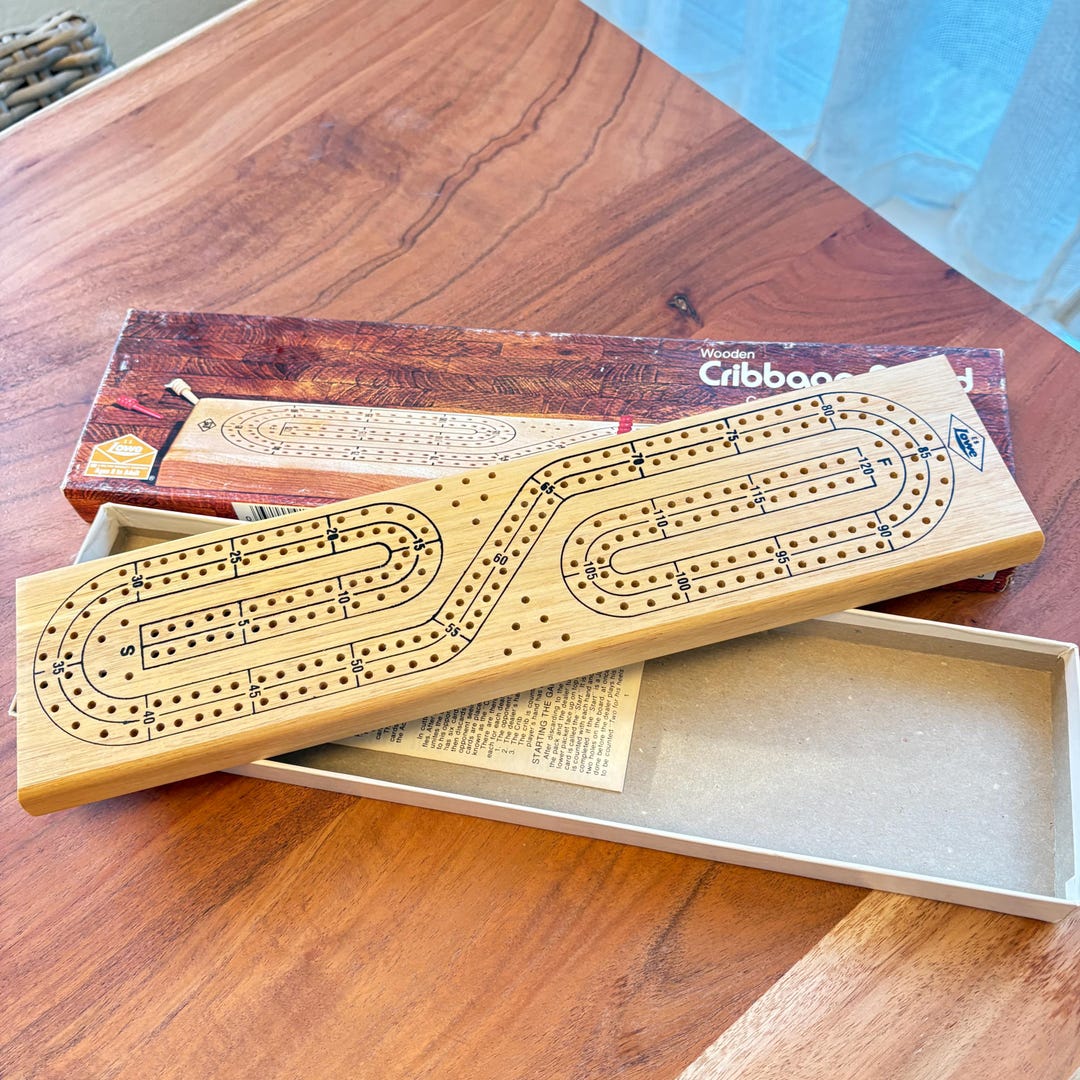 Vintage Wooden Cribbage Board: Milton Bradley & Hoyle, 1970s - Etsy