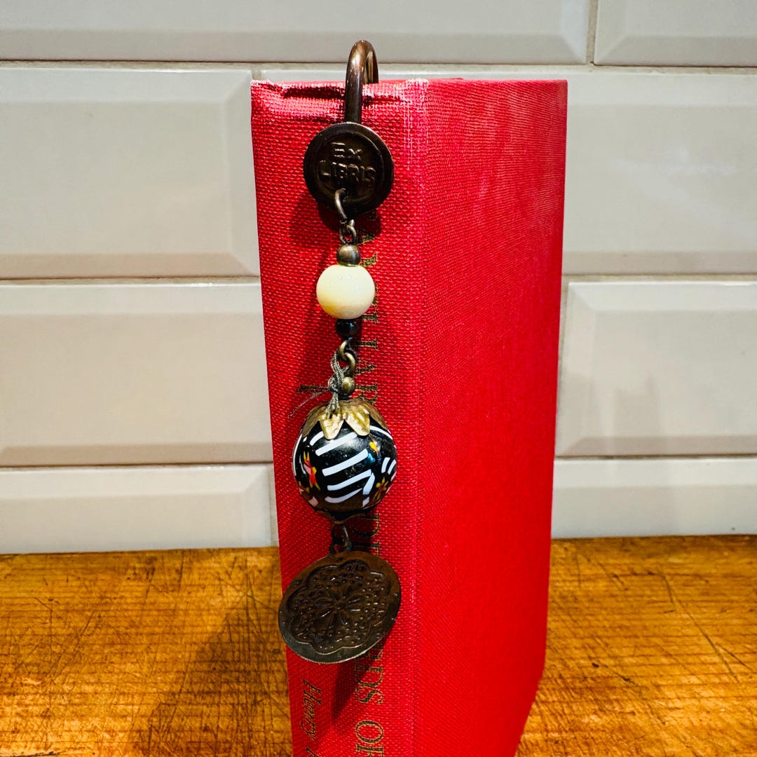Vintage Metal Bookmark: Coin, Glass Beads, Ex Libris - Etsy