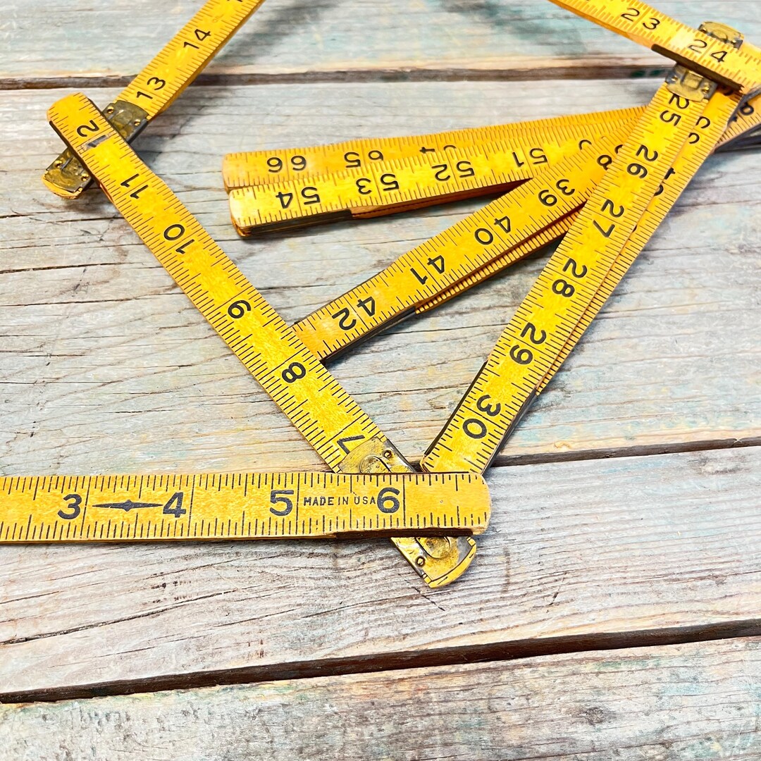 Vintage Oxwall 72" Lock Joint Folding Wood Extension Ruler, Yellow ...