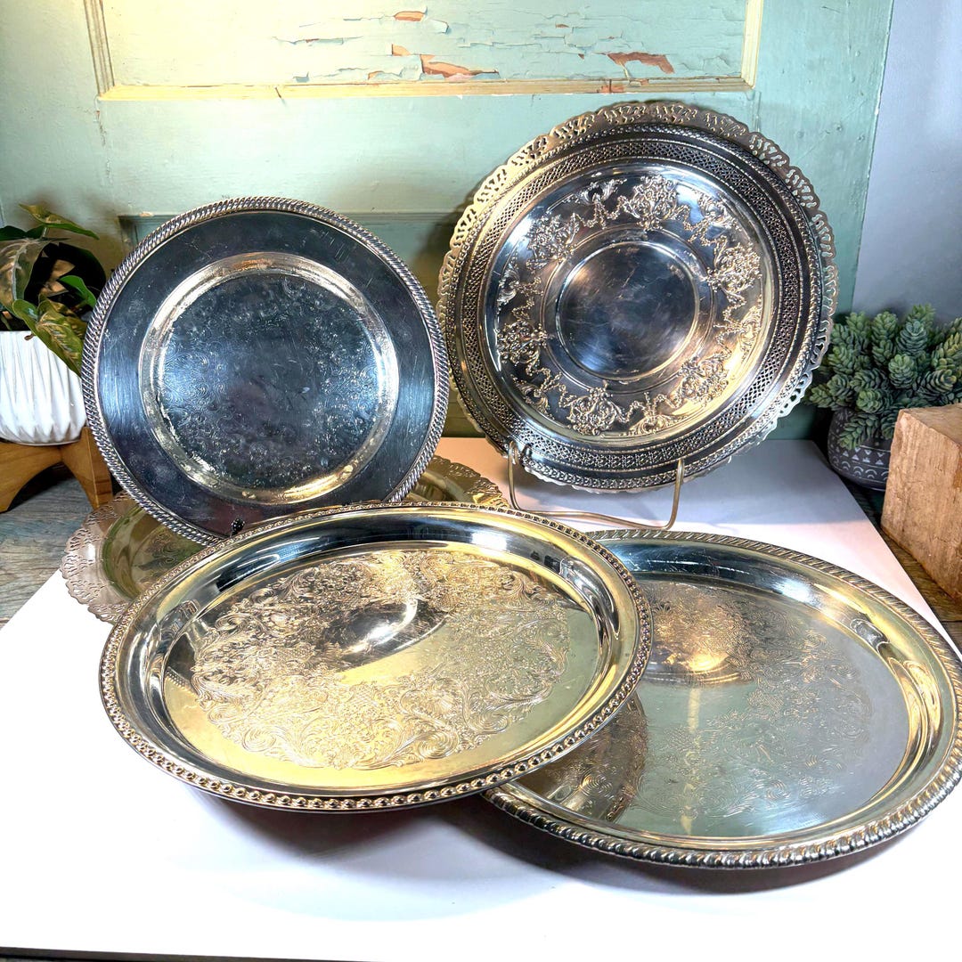 Vintage Silverplate Platters and Bar Trays, WM Rogers, Decorators ...
