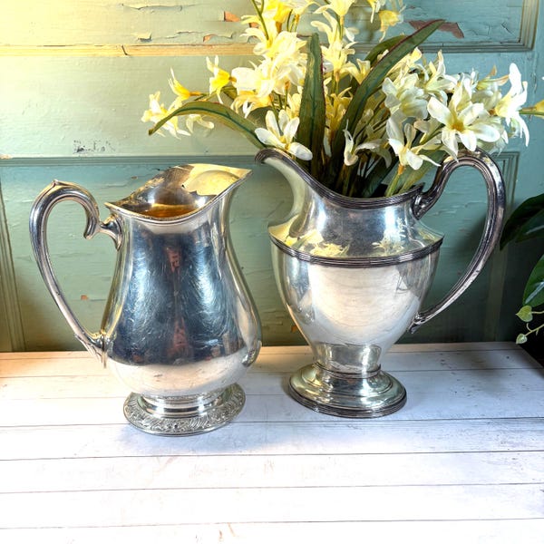 Silver Plate Pitcher - Etsy