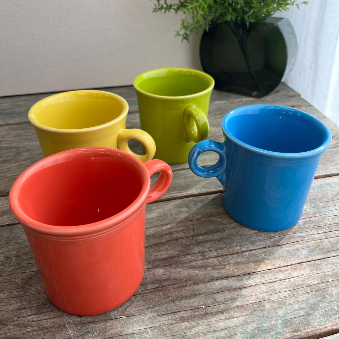 Set of Four Vintage Bright Colored Fiestaware Mugs With Loop Handles ...