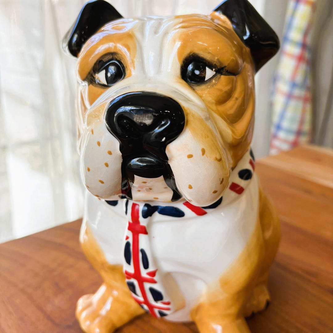 British Bulldog Ceramic Cookie Jar, Dog Treats Jar, Bull Dog in a Union ...