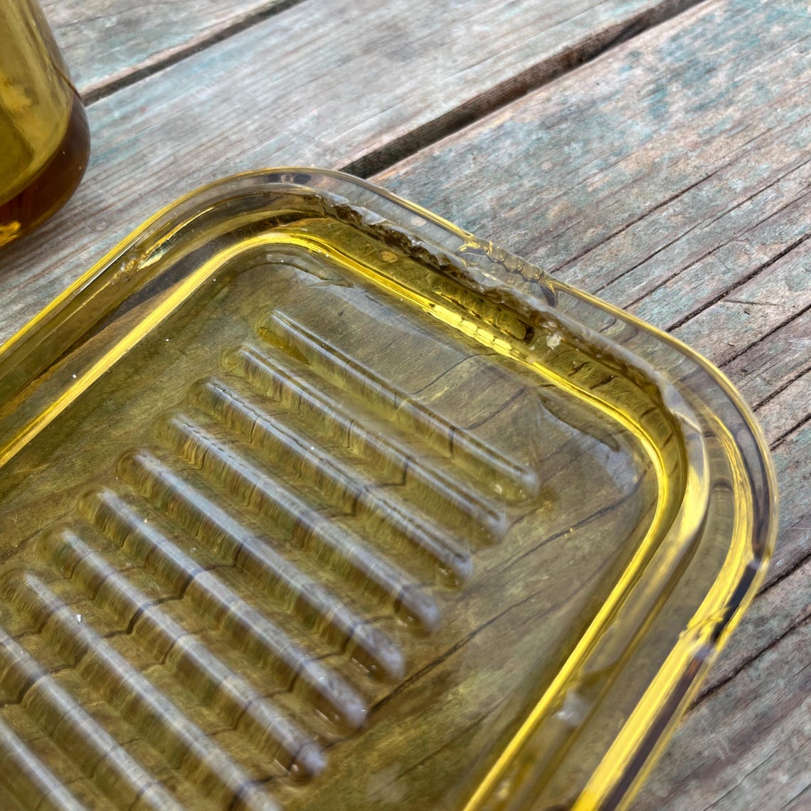 Set of 3 Glass Refrigerator Dishes, Federal Glass Company, Ribbed Amber ...