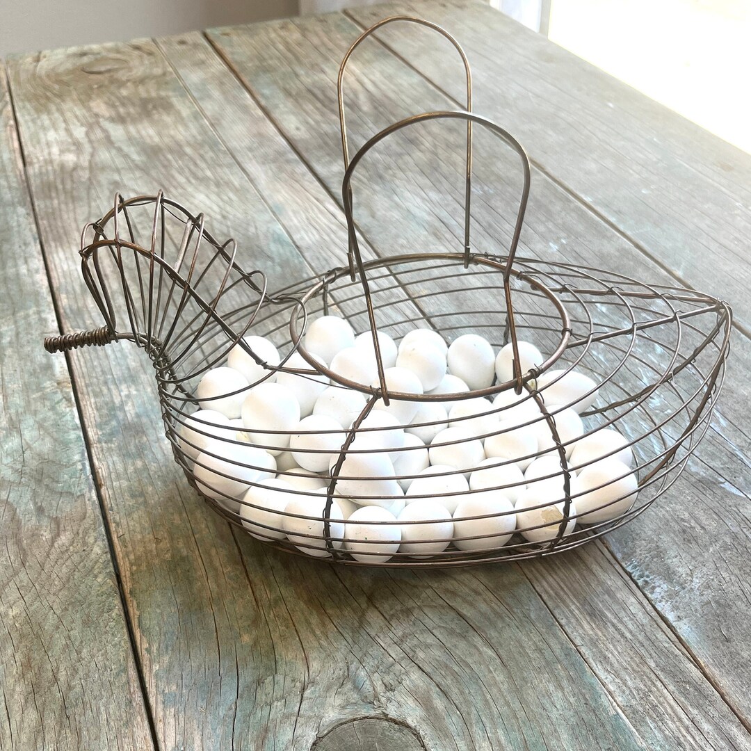 Vintage Wire Chicken Basket Filled With Quail Egg Shells, FREE SHIPPING ...