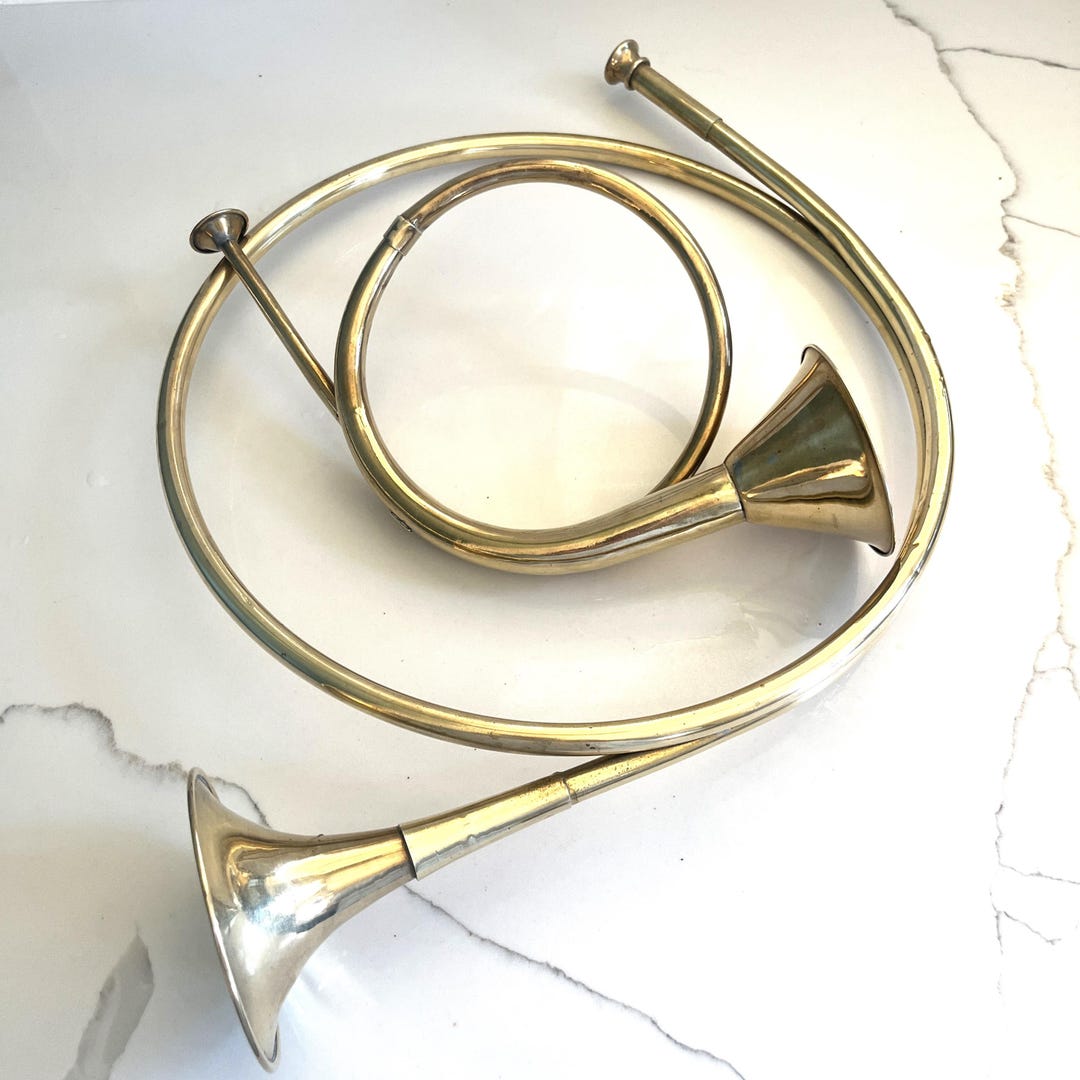 Vintage Brass French Hunting Horns, Large is Approx. 14.5" X 12.5 ...
