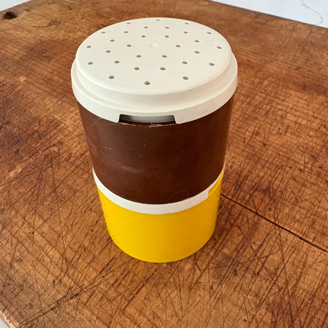 Vintage Tupperware Stacking Spice Containers -brown and Yellow Stacking ...