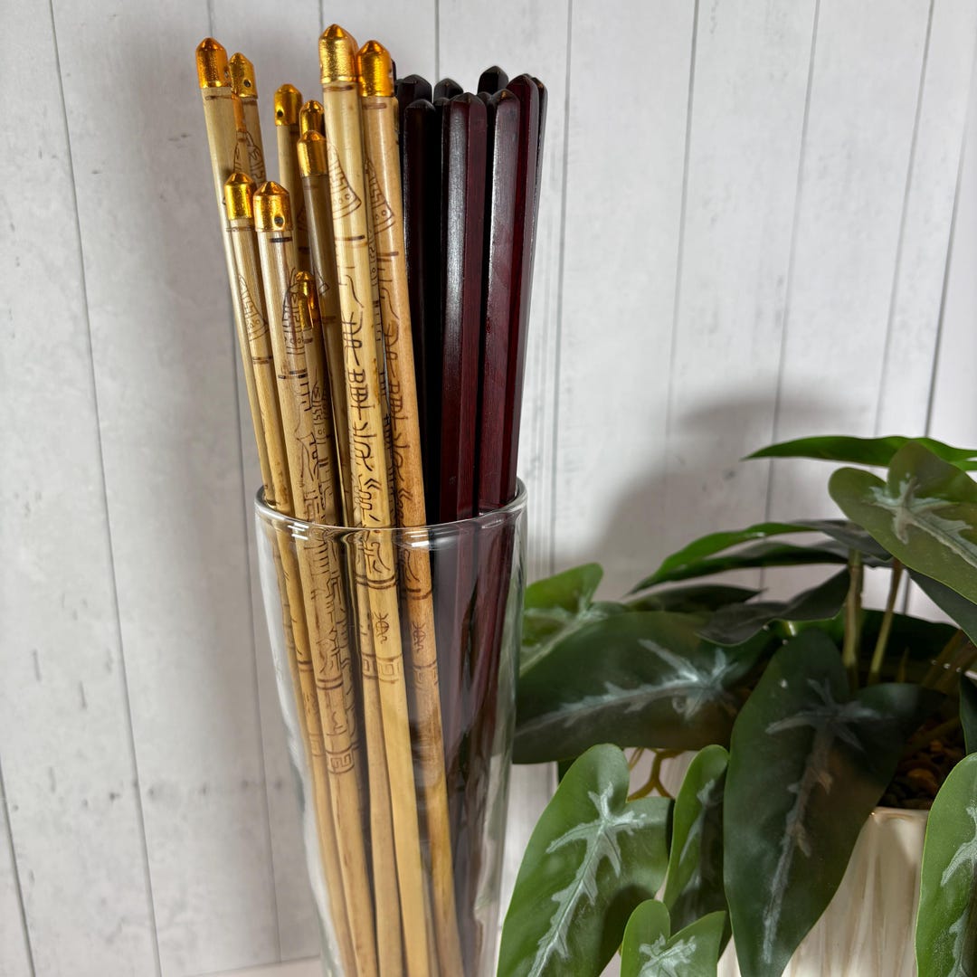 Vintage Japanese Chopsticks: Bamboo With Metal Caps & Dark Wood - Etsy