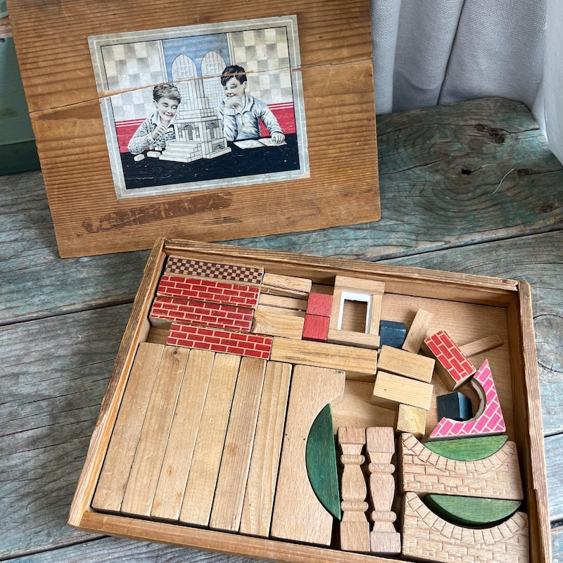 Antique Wooden Building Blocks - Etsy