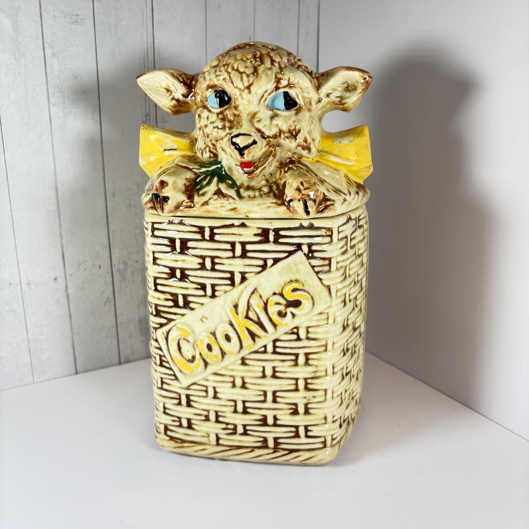 Vintage Mccoy Lamb in Basket Cookie Jar - 1950s Rustic Kitchen Decor - Etsy