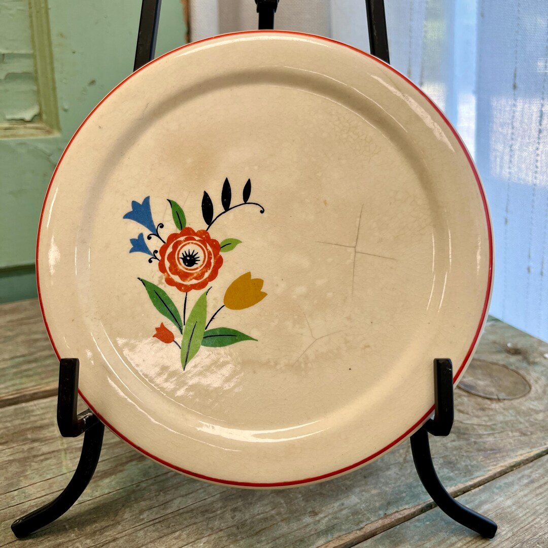 Vintage 1940s Floral Plate: National Brotherhood Operative Potters ...