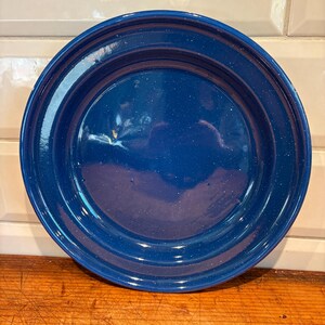 Vintage Enamelware Plates, Set of 2, 10.5" Diameter, Deep Edge Plate ...