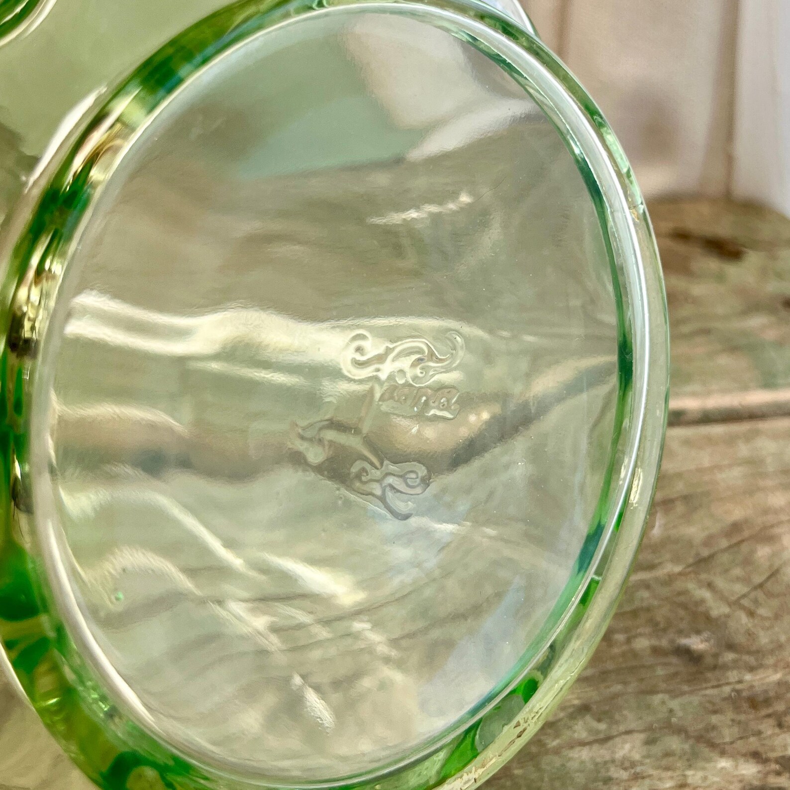 Tiara Chantilly Green Genie Bottle Decanter, 1950s, With Stopper, 10.5 ...