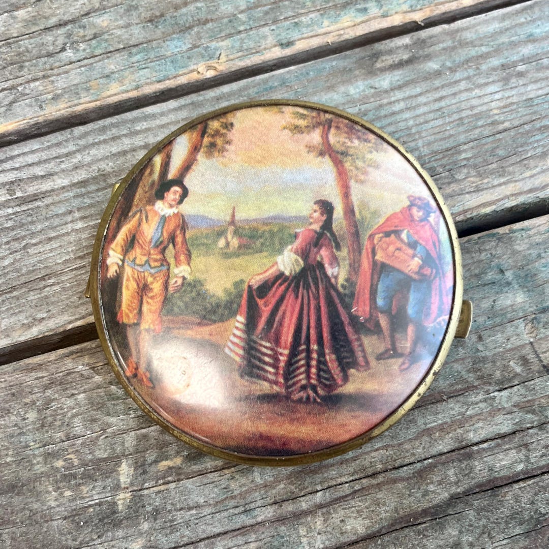 Vintage Double Mirror Compact, Magnifying Side, Regular Side Made in ...