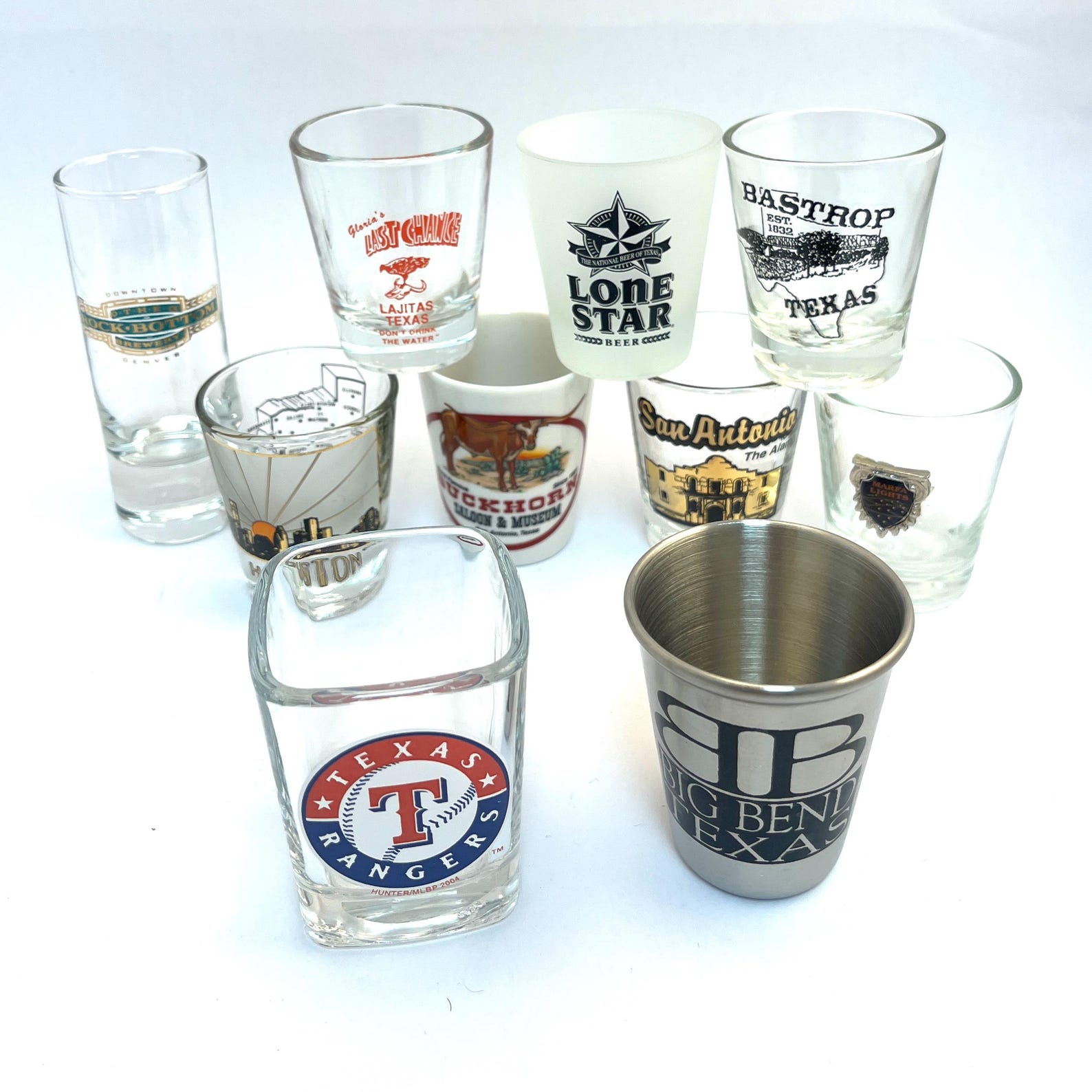 Vaso de chupito vintage de Texas: San Antonio, Big Bend, Lone Star ...