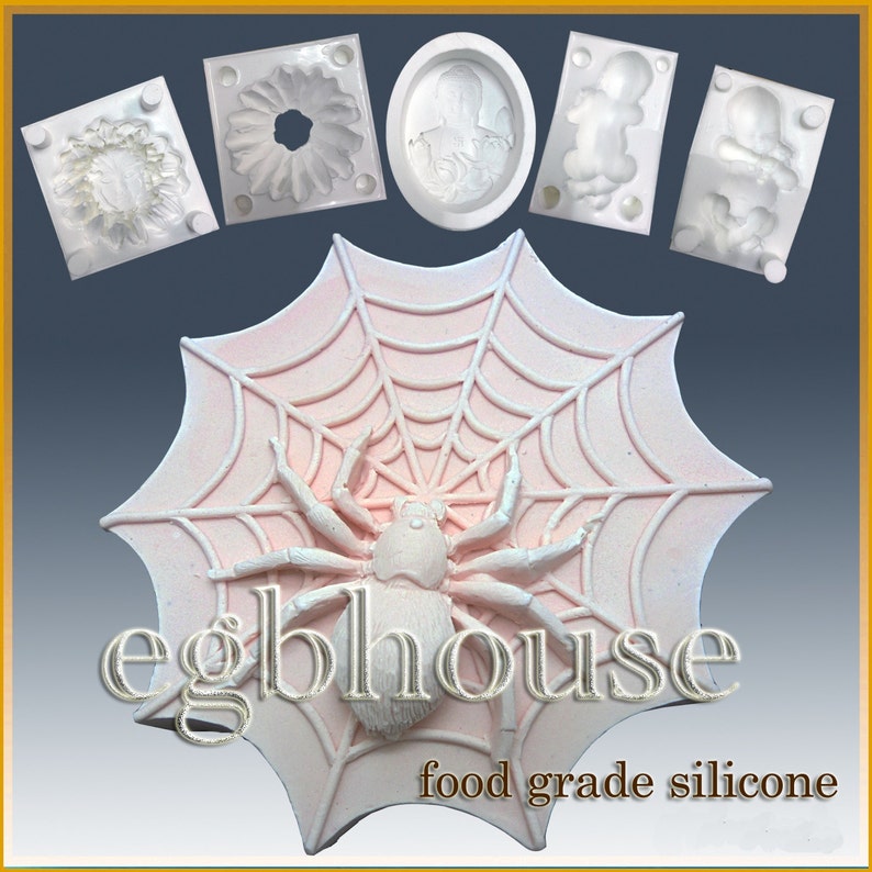 2D Silicone Sugar/fondant/chocolate Mold-spider on Web - Etsy