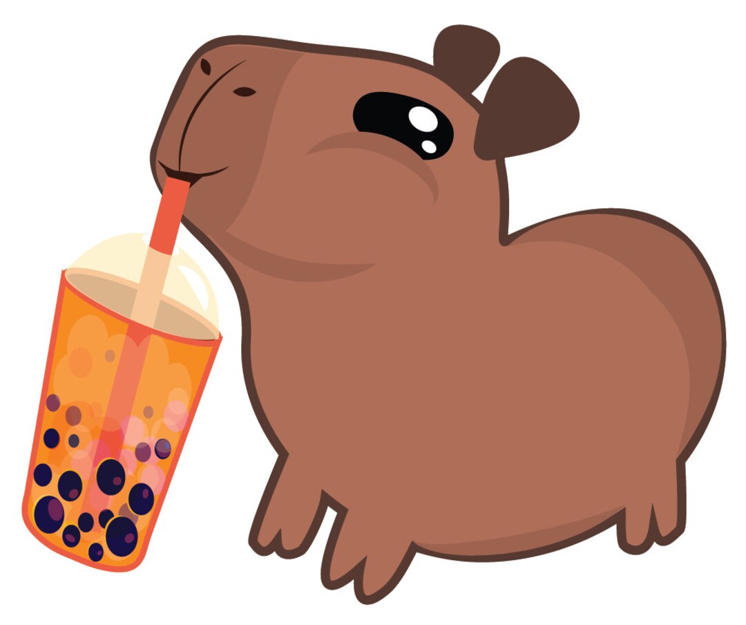 Cappyboba Boba Tea Capybara Large Sticker Set - Etsy