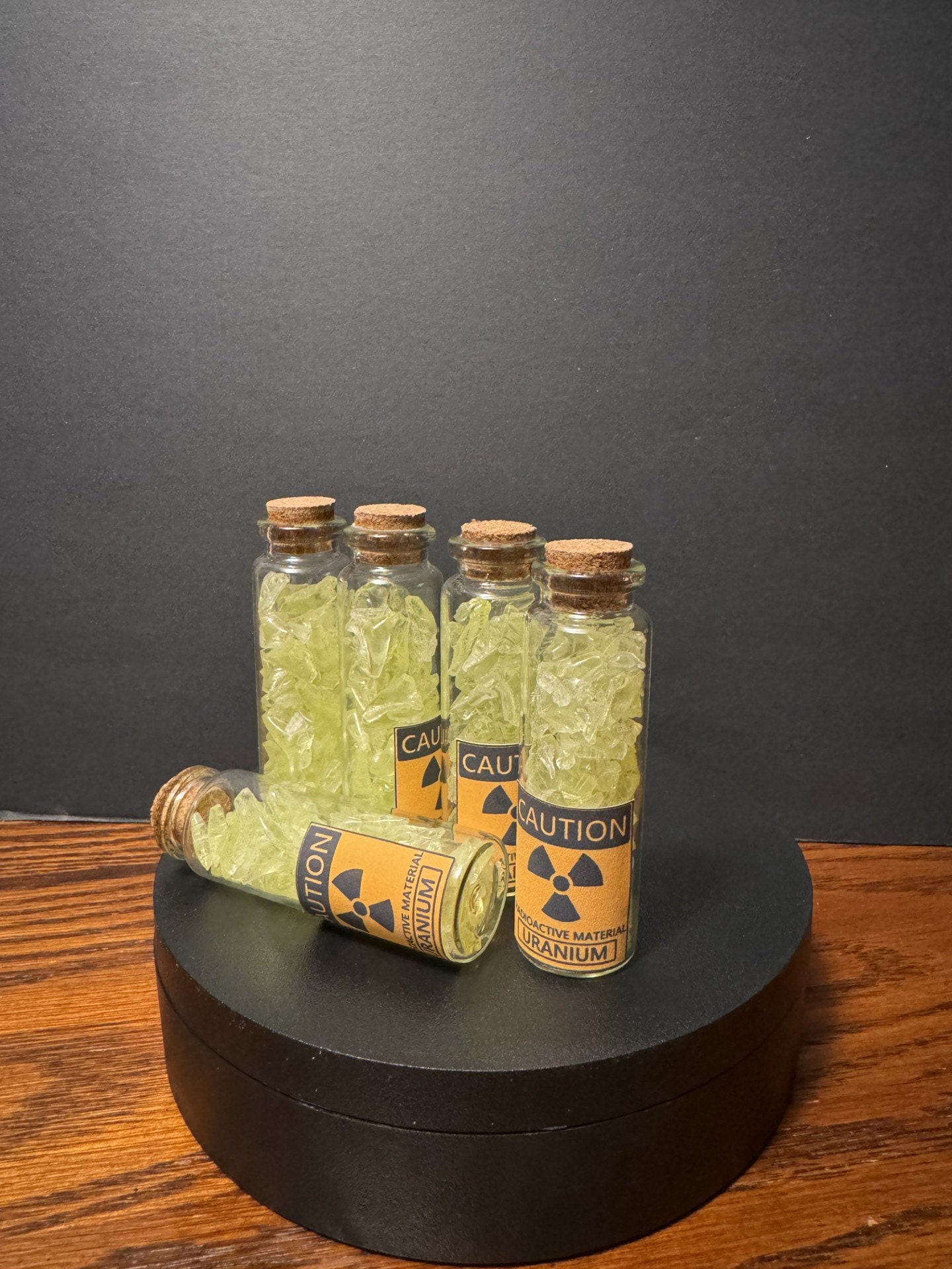 Rough Uranium Glass Glued Cork-topped Vial / UV Reactive / Uranium ...