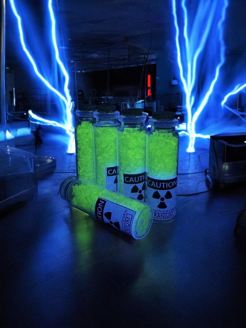 Rough Uranium Glass Glued Cork-topped Vial / UV Reactive / Uranium ...