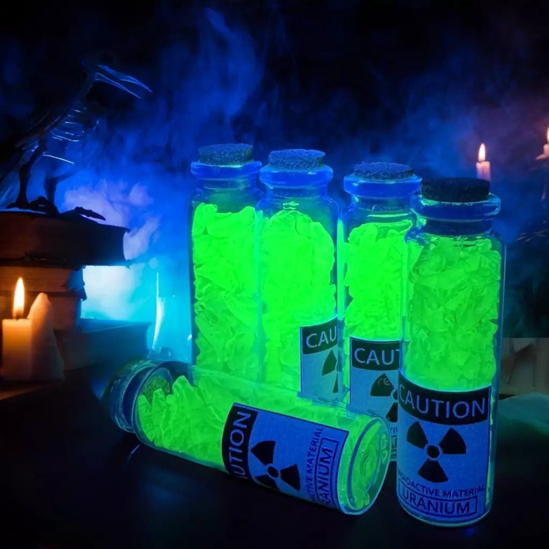 Rough Uranium Glass Glued Cork-topped Vial / UV Reactive / Uranium ...