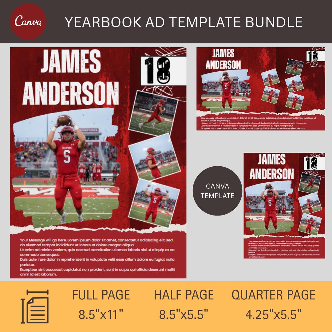 Football Program or Yearbook Ad Template: Senior Sports (canva Template ...
