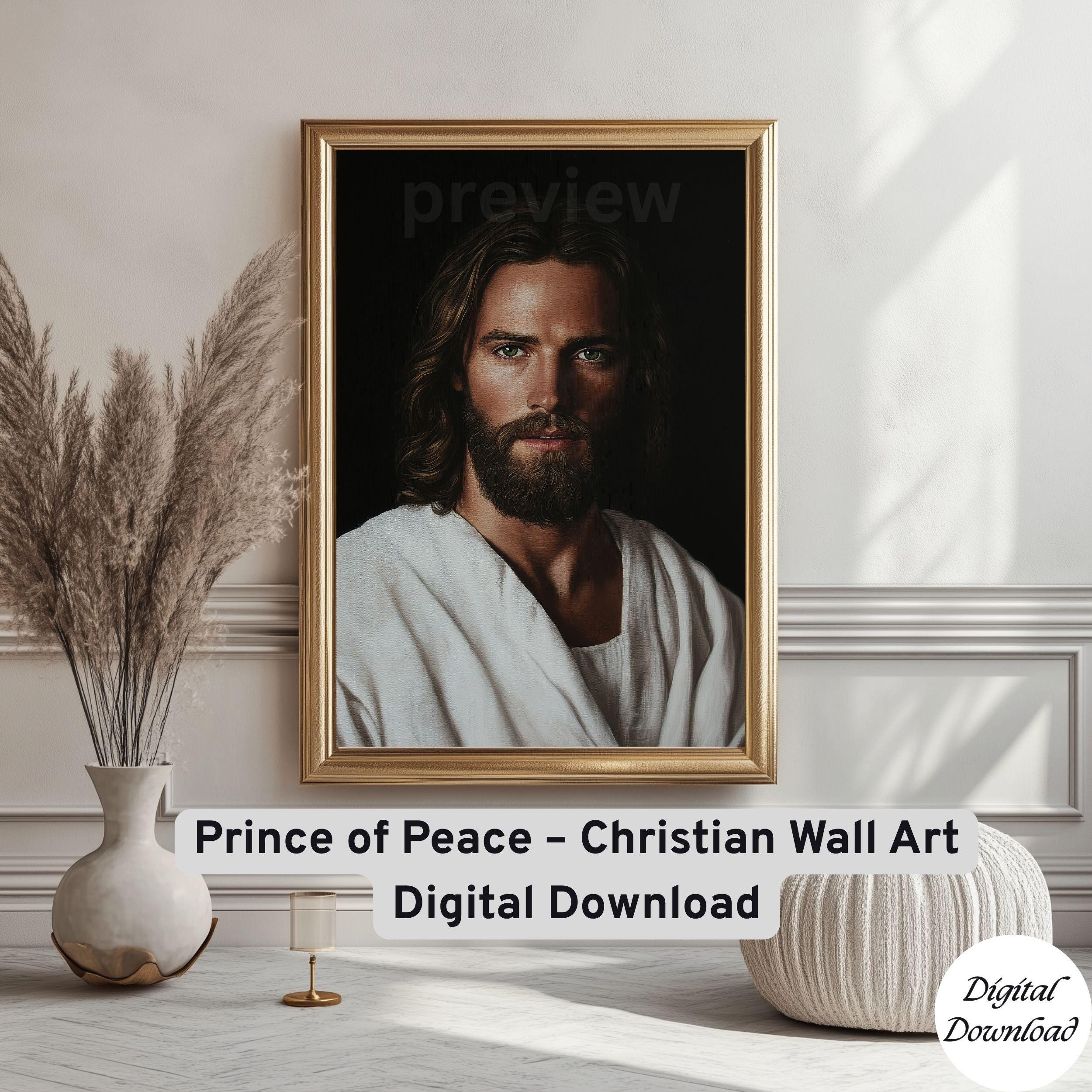 Prince of Peace Art: Jesus Christ Portrait, Christian Home Decor ...