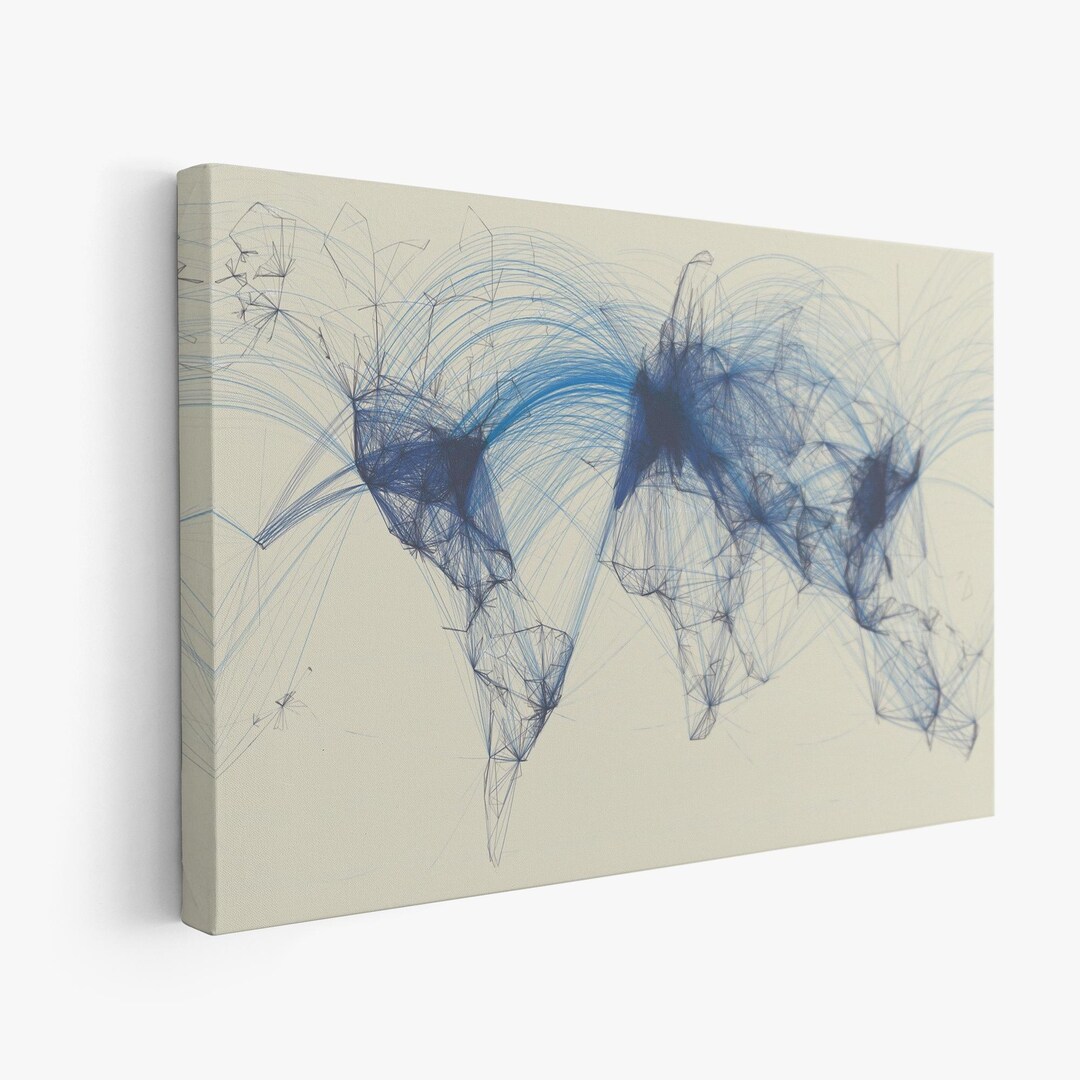 World Map as Flight Routes, Flight Path Routes,gift for Avation, Air ...