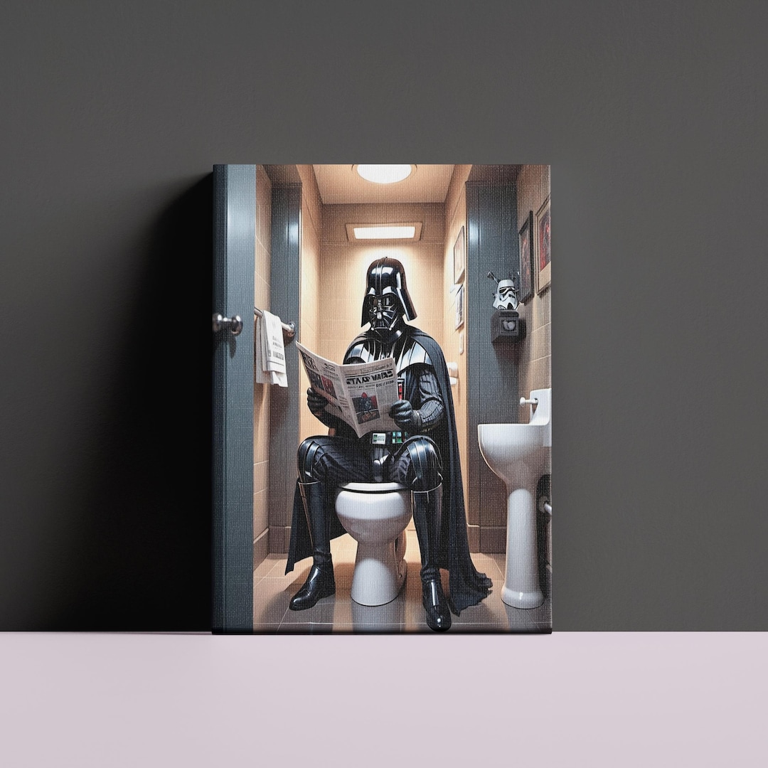 Darth Vader Bathroom Canvas, Star Wars Dart Vader on the Toilet Canvas, Star Wars Gift, Star ...