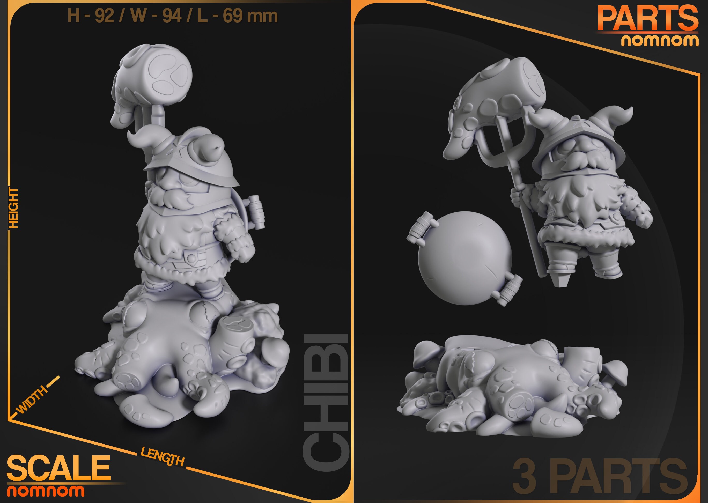 Chibi Dwarf 3d Printed Figure Nomnom Figures RPG Figure RPG Tabletop ...