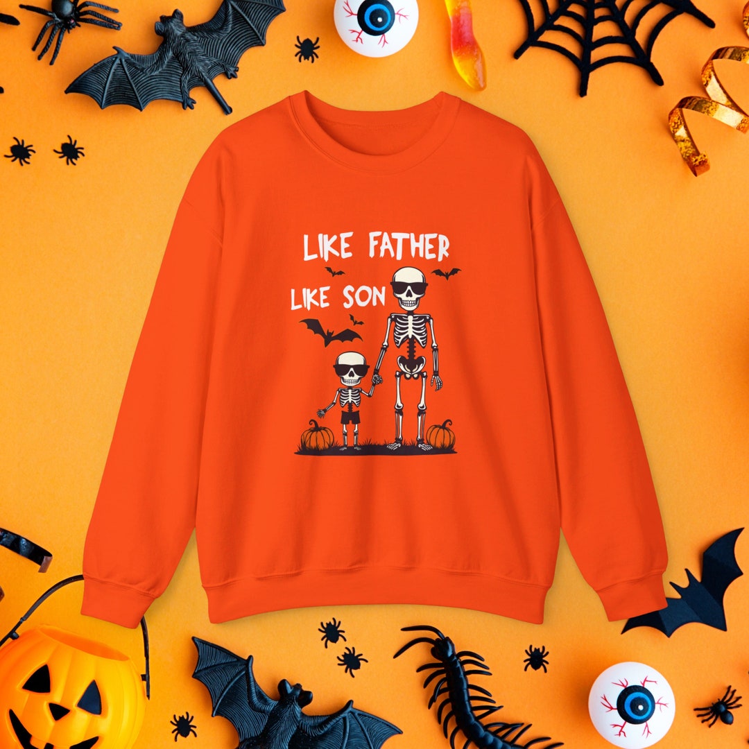 Skeleton Father and Son Matching Halloween Sweatshirt Funny Halloween ...