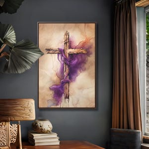 Cross Jesus Painting Framed Gallery Print Wall Art Christian Artwork Crucifix Catholic Art Jesus ...