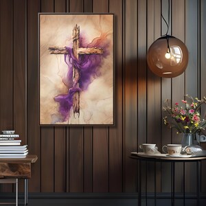 Cross Jesus Painting Framed Gallery Print Wall Art Christian Artwork Crucifix Catholic Art Jesus ...