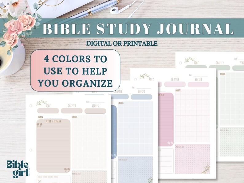 Bible Study Journal Printable: Verse Mapping Template (digital Download ...