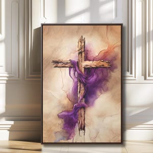 Cross Jesus Painting Framed Gallery Print Wall Art Christian Artwork Crucifix Catholic Art Jesus ...