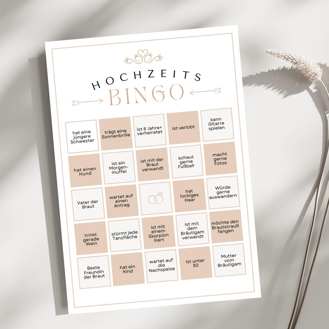 Hochzeitsbingo | Finde den Gast | Hochzeitspiel | Hochzeitsbingo zum ...