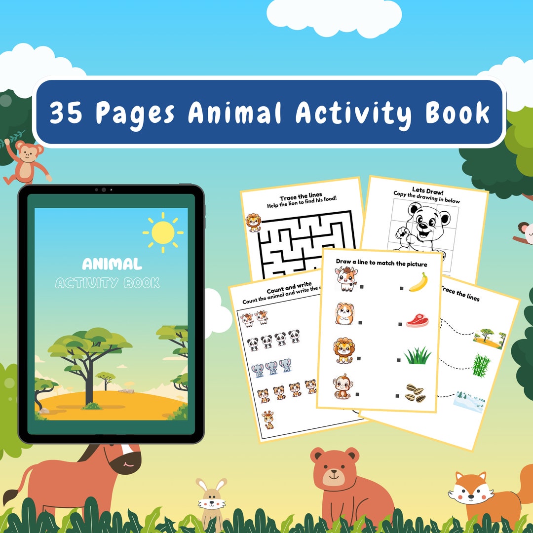 Interactive Animals Activity Book for Kids, Fun and Educational, Busy ...
