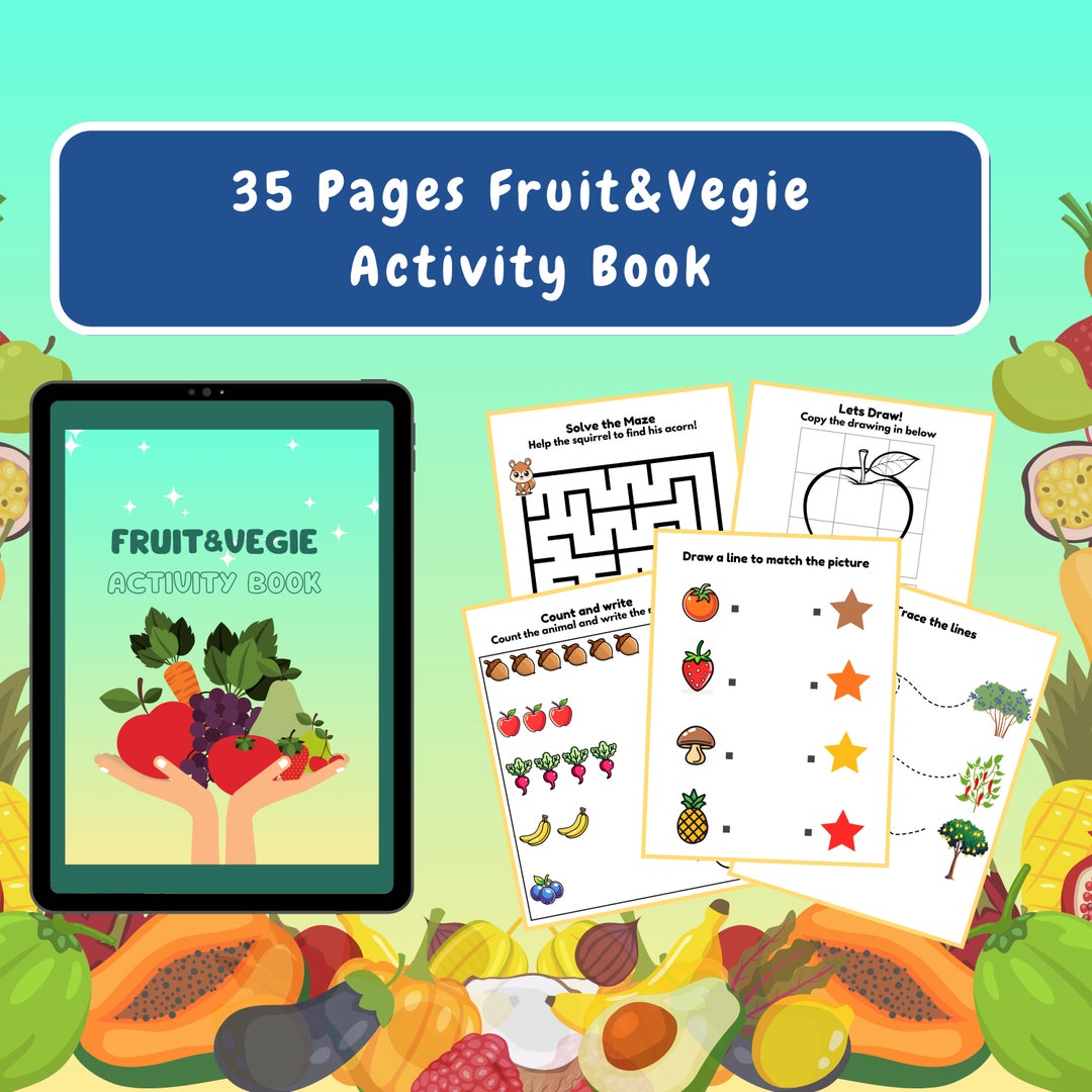 Interactive Fruit and Vegetables Activity Book for Kids, Fun and ...