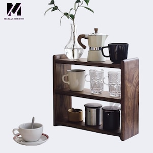 Exquisite Solid Walnut Wood Shelf,cubby Kitchen Shelf,coffee Bar ...