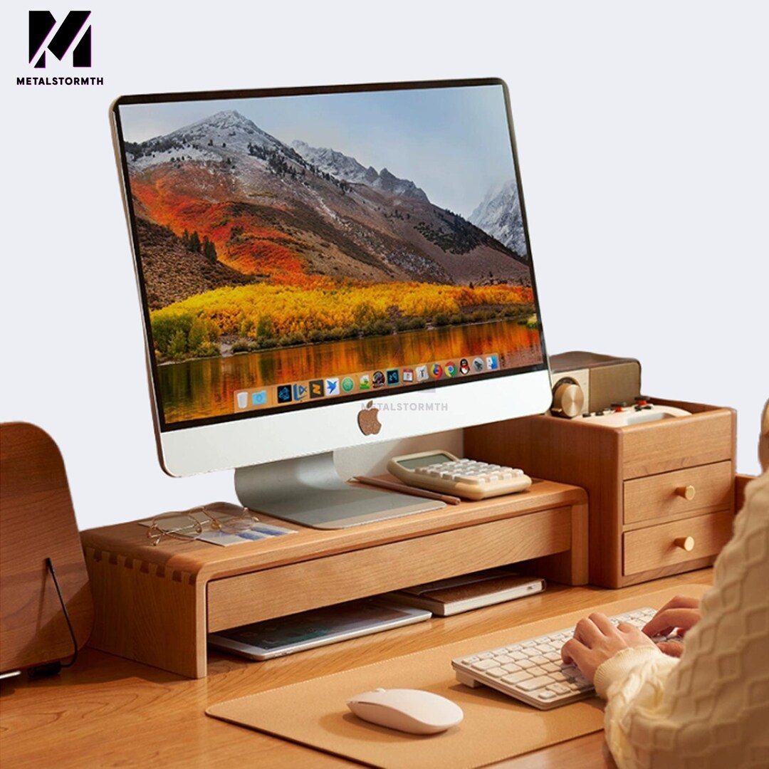 Wood Monitor Stand, Solid Wood Stand, Desk Shelf, Laptop Stand,monitor ...