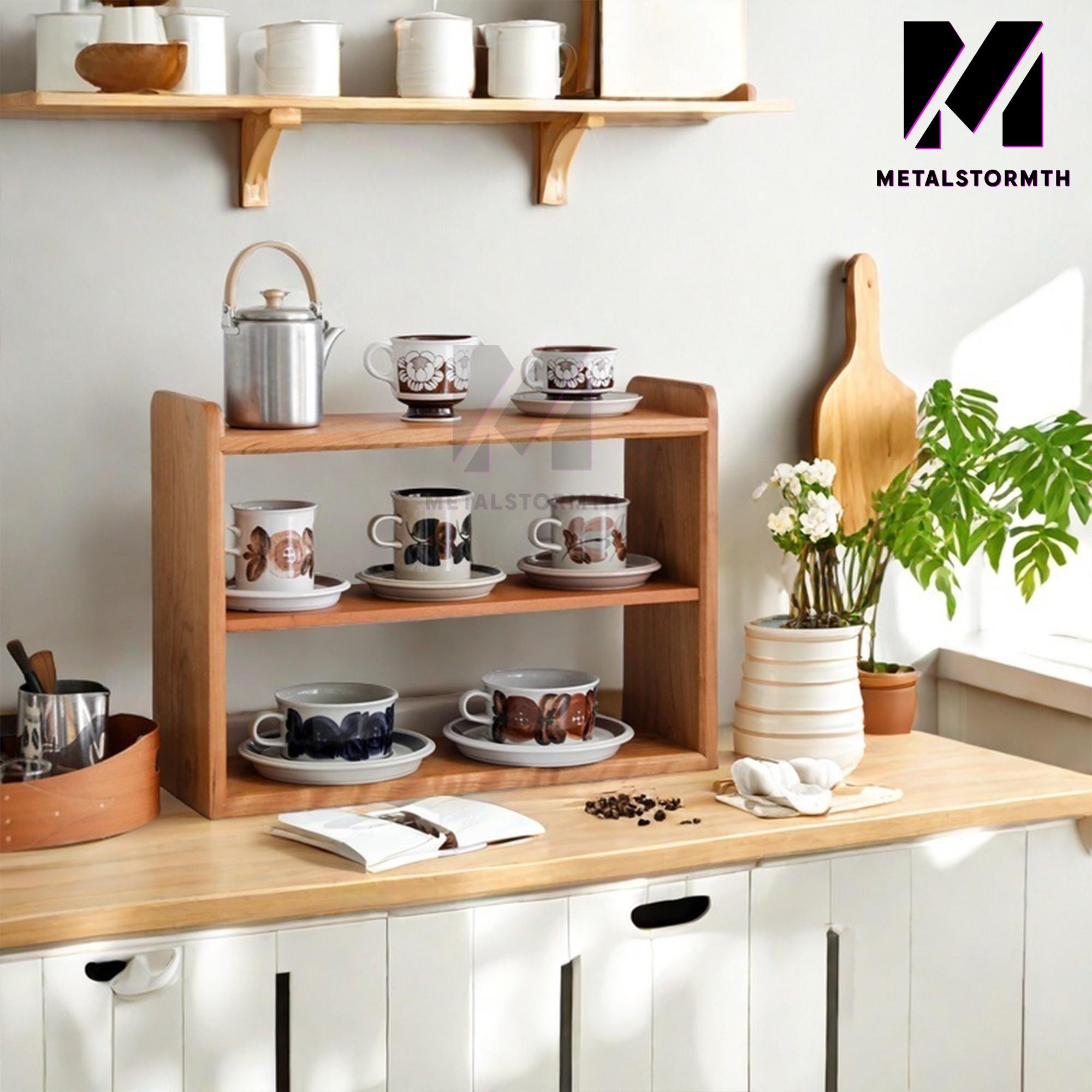 Exquisite Solid Walnut Wood Shelf,cubby Kitchen Shelf,coffee Bar ...