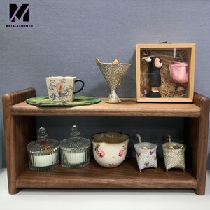 Exquisite Solid Walnut Wood Shelf,cubby Kitchen Shelf,coffee Bar ...