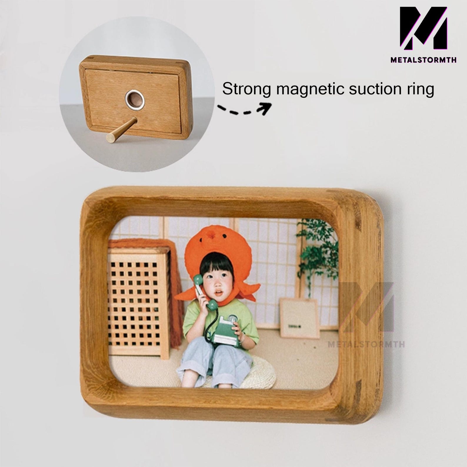 Wood 'polaroid' Frame, Magnetic, With Ferromagnetic Hanging Tape ...