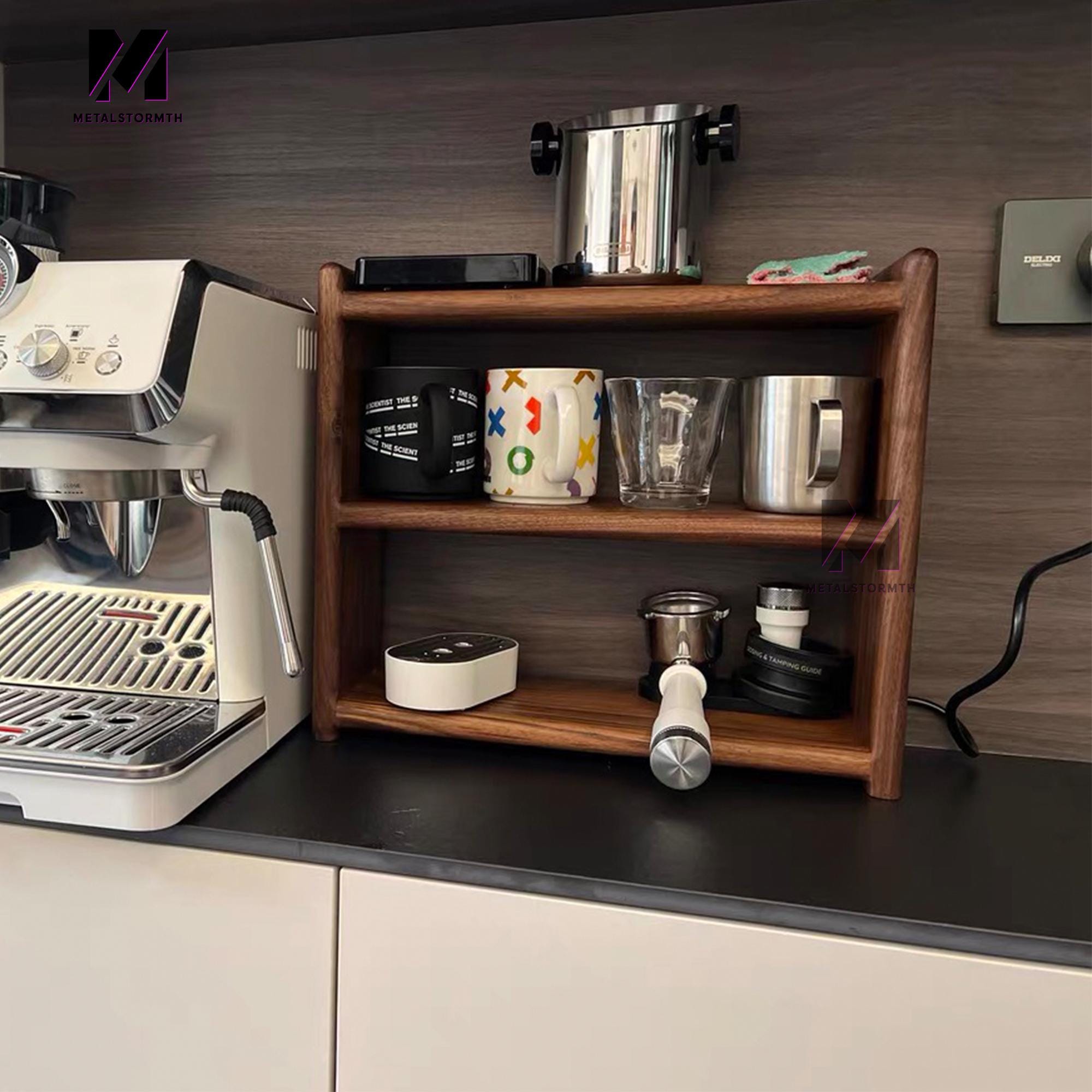 Exquisite Solid Walnut Wood Shelf,cubby Kitchen Shelf,coffee Bar ...