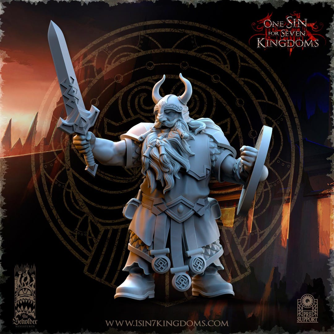 Dwarf Warrior Sergeant With Sword and Shield Dnd TTRPG Wargaming ...