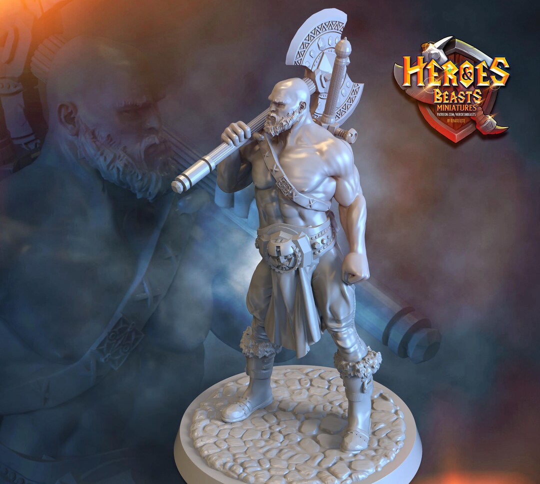 Goliath Barbarian With Great Axe Dnd TTRPG Wargaming Miniatures - Etsy