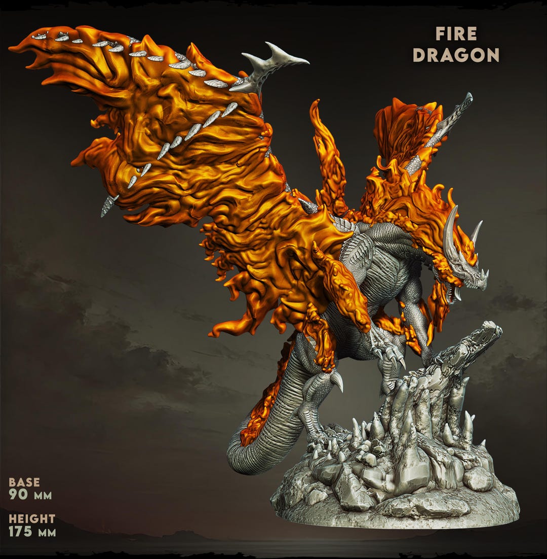 Fire Dragon • Dnd • TTRPG • Wargaming Miniatures - Etsy