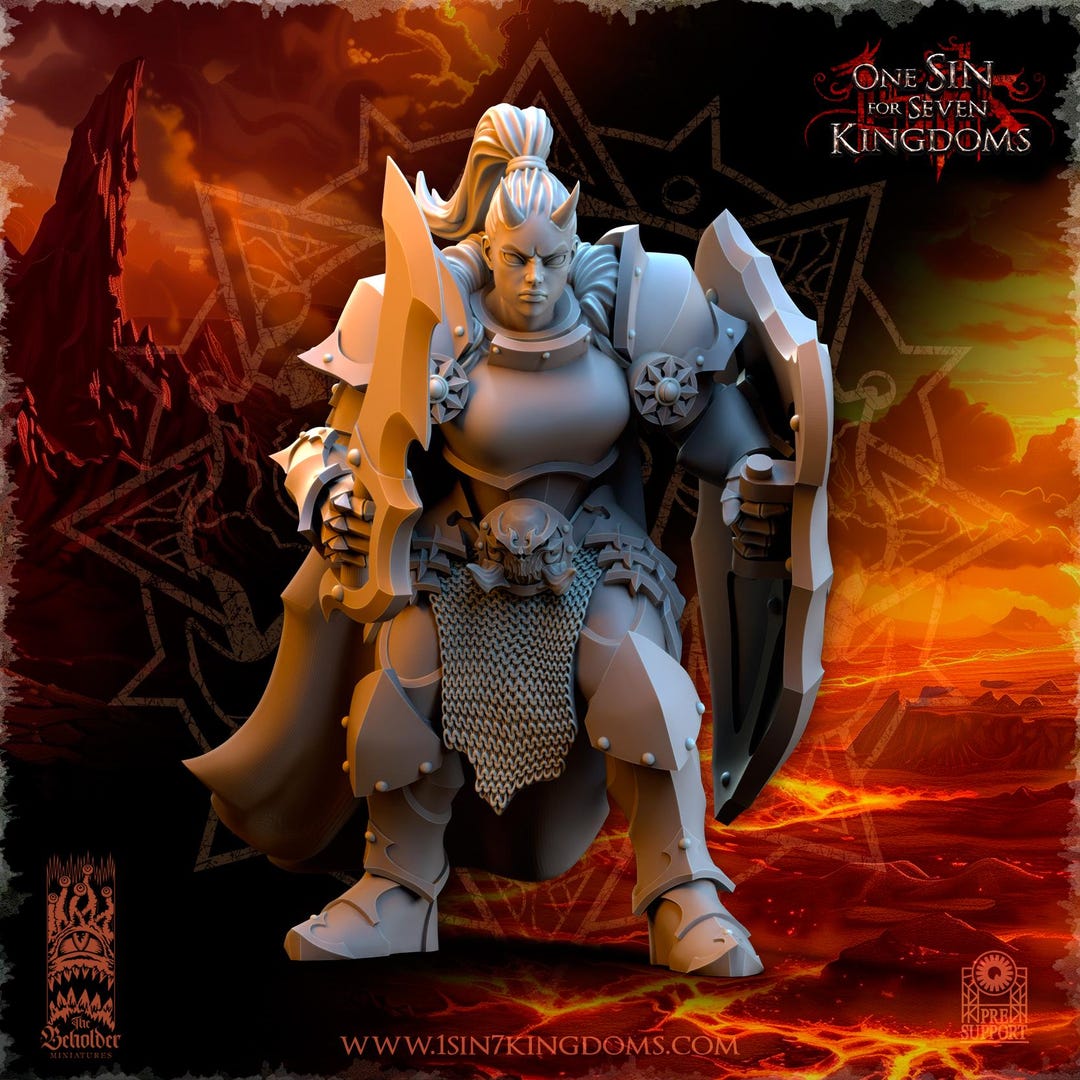 Maiden Warrior With Sword and Shield Dnd TTRPG Wargaming Miniatures 3D ...