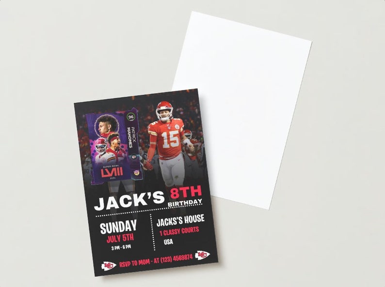 Patrick Mahomes Birthday Invite Kansas City Chiefs - Etsy