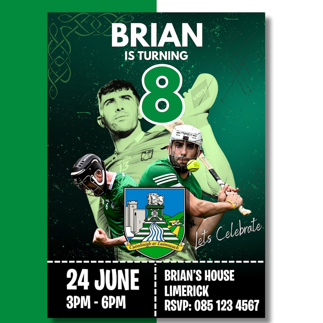 Limerick GAA Birthday Invitation - Editable Canva Template (digital ...