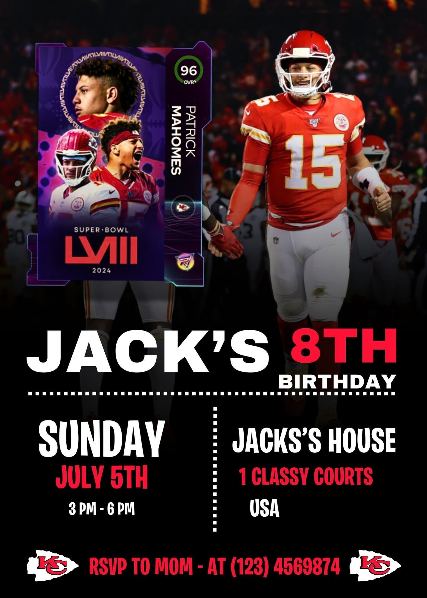 Patrick Mahomes Birthday Invite Kansas City Chiefs - Etsy